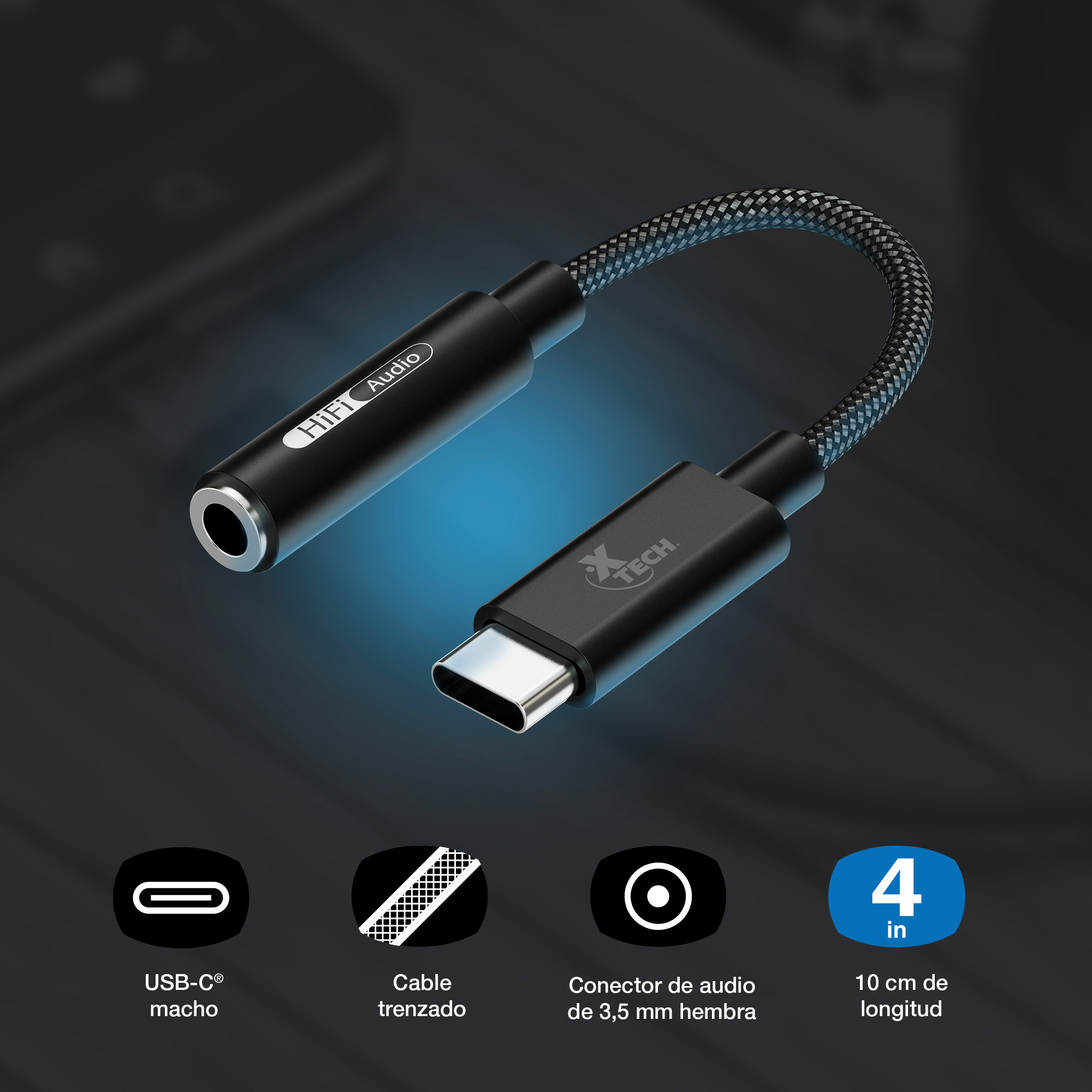 Xienan - XTECH Adaptador OTG USBC a AUX 3.5mm - XTC-509