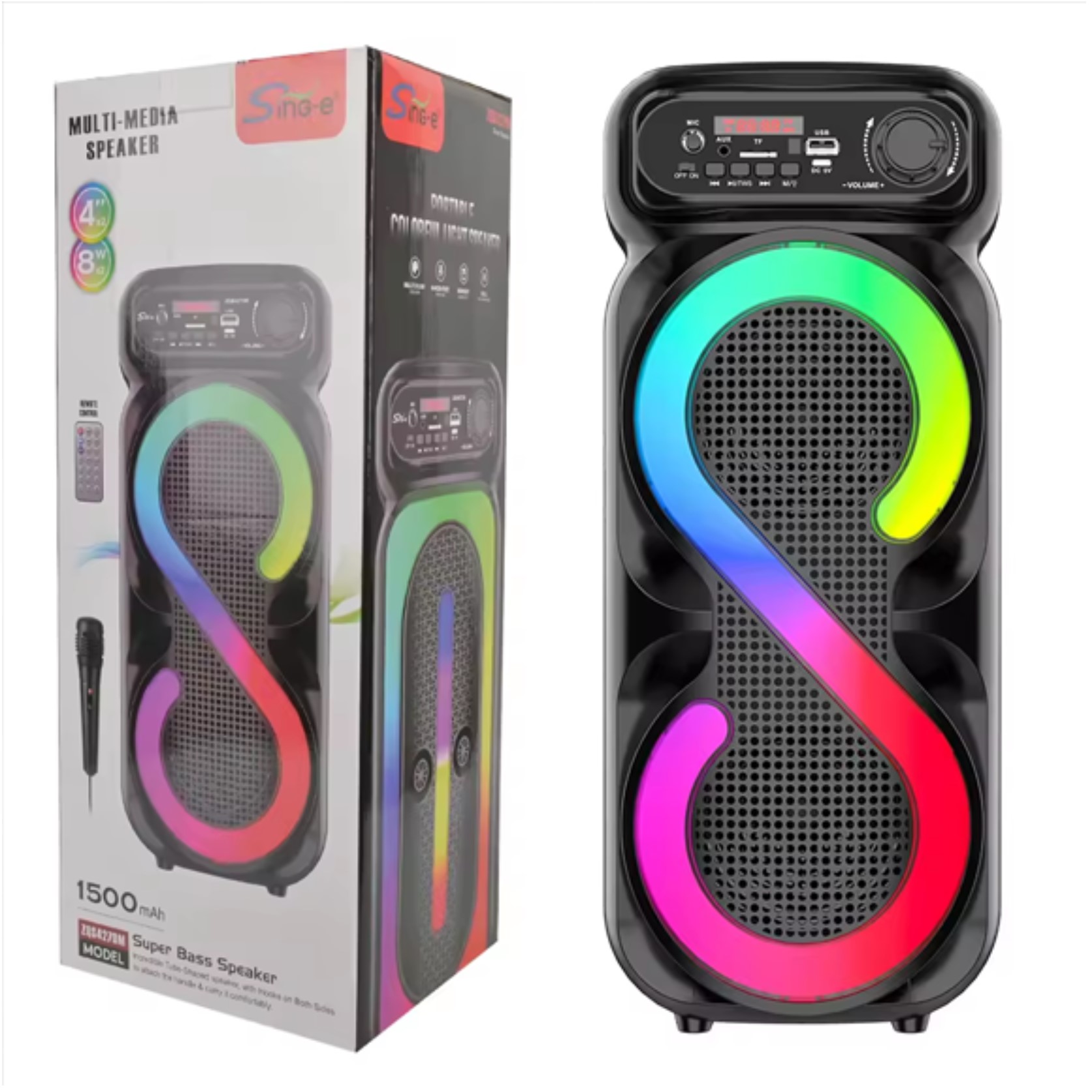 Xienan - SING-e Parlante BT ZQS 4272M - Luces LED - 8x2W - Microfono ...